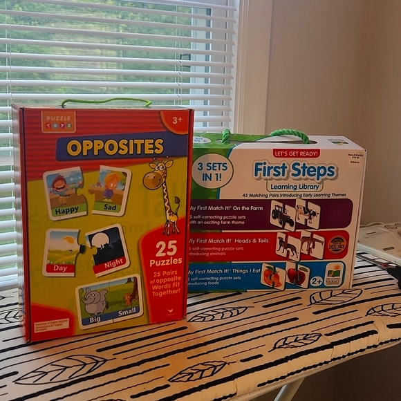 Toys | Set Of 2 Learning Puzzles Opposites Farm Animals Foods And Heads ...